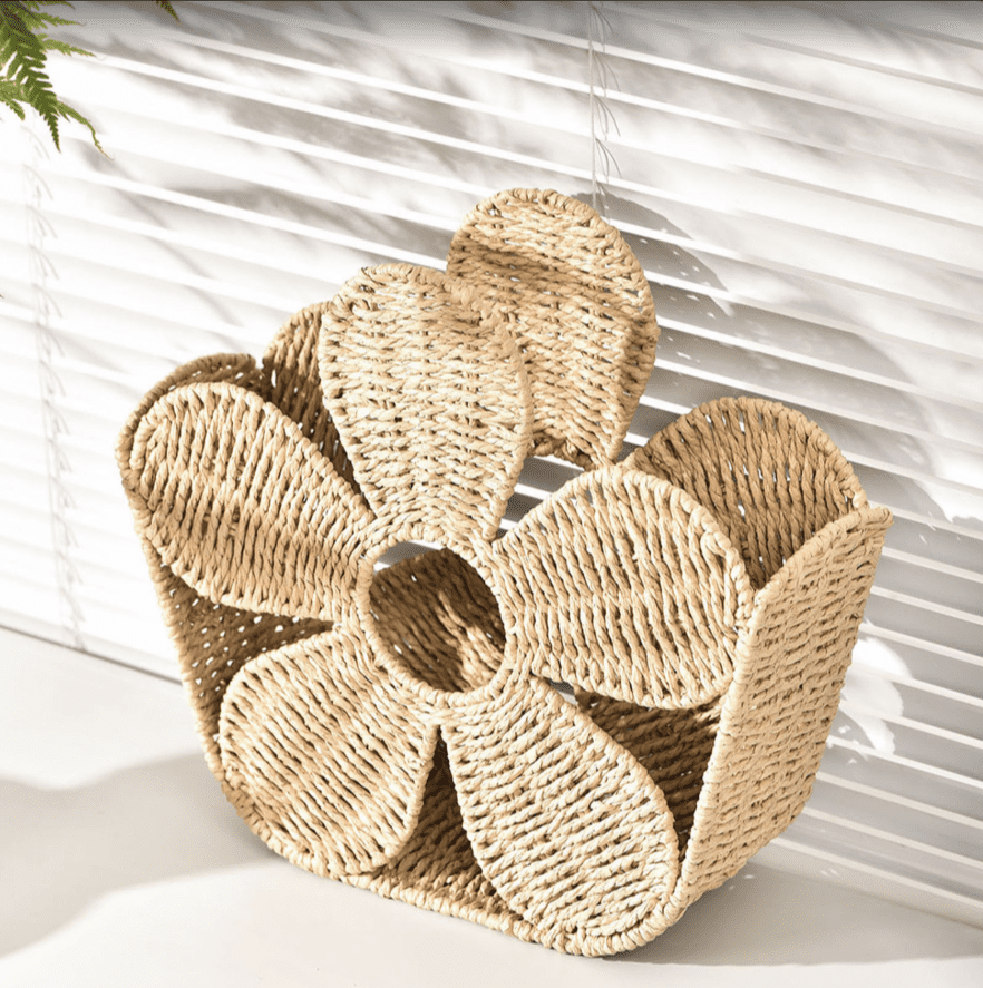 Scalloped Wicker Basket, Hand-woven Rattan Baskets, Desktop Magazine ...