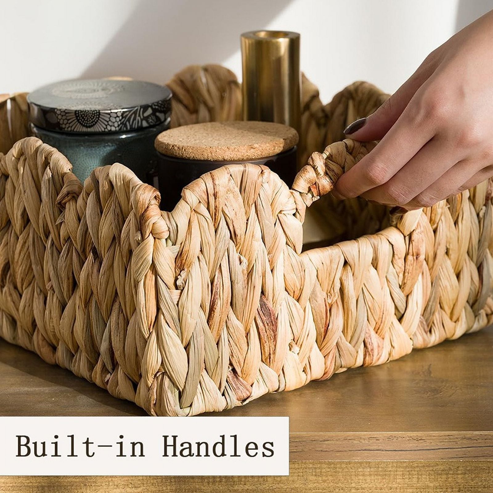 Scalloped Wicker Basket, Nursery Basket with Handles, Woven Rattan ...