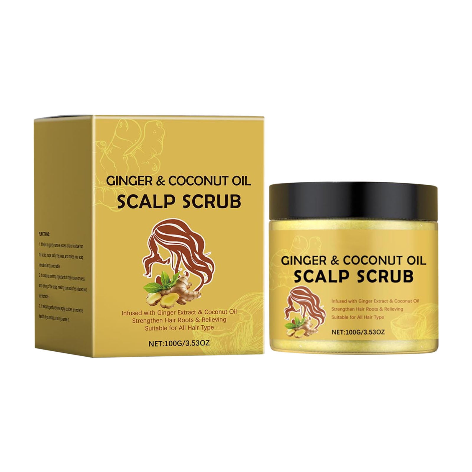 Scalp & Hair Therapy, Pre-Washing, Ginger + Coconut Oil Scalp Scrub ...