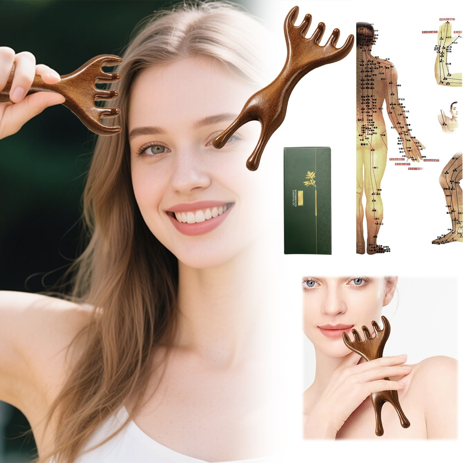 Scalp Massage Comb,Five Claw Gua Sha Comb For Scalp,Eye,Facial,Neck ...