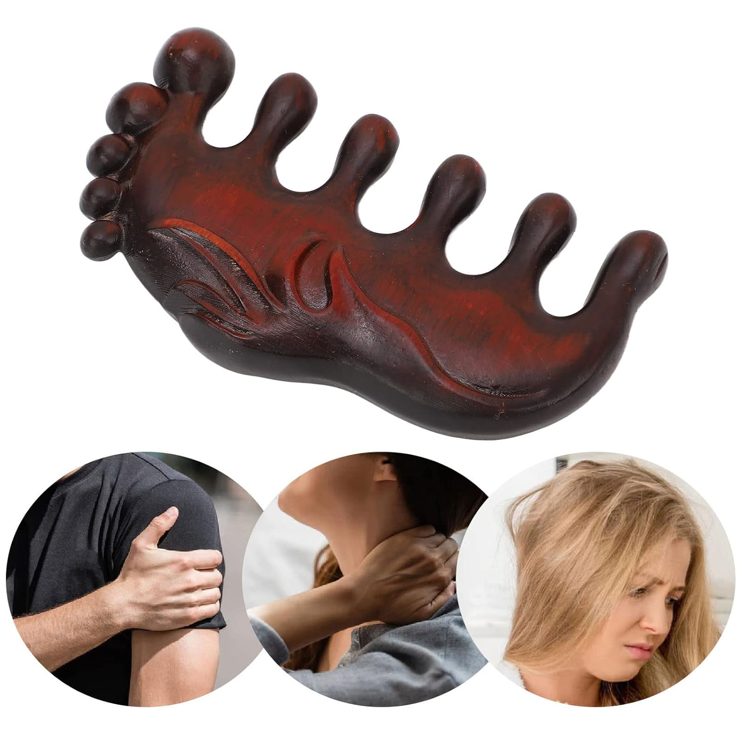 Scalp Massager Hair Growth, Wooden Comb, Wide Teeth Wooden Massage Comb ...