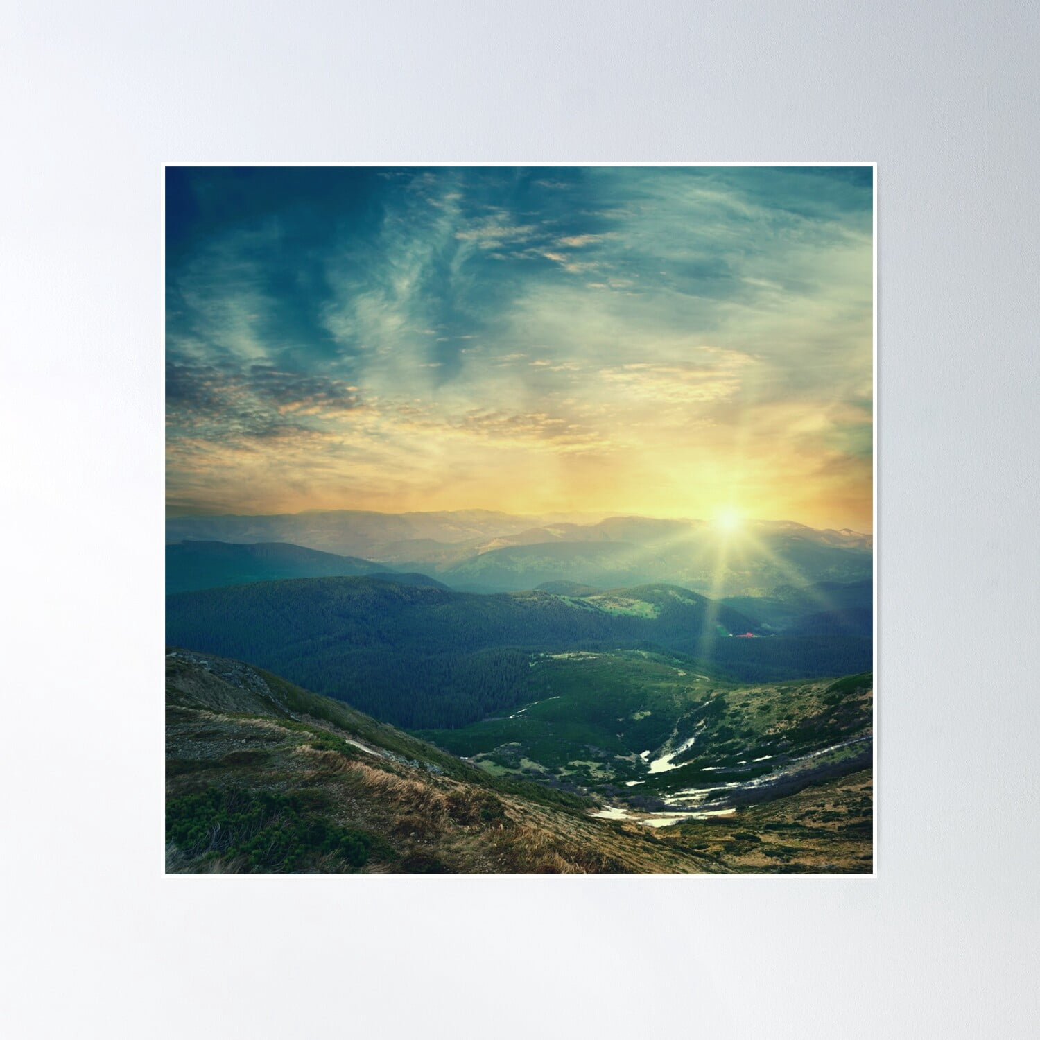 Scalp Mountain Blue Sky Poster Wall Art, Modern Wall Decor, 30x30 ...