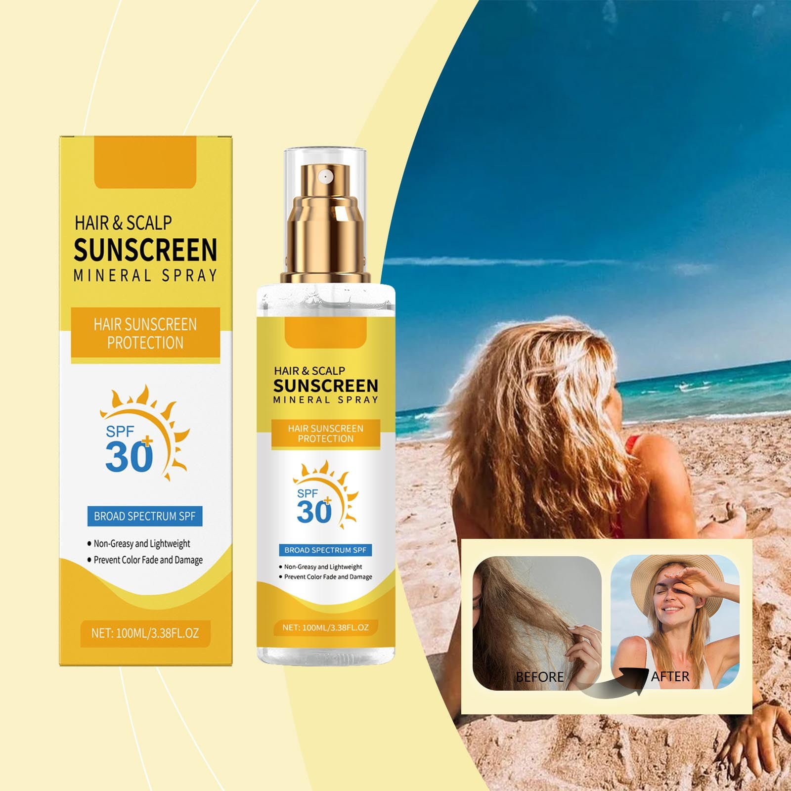 Scalp Sunscreen Moisturizing Non-Greasy Hair Color Fade Protection ...