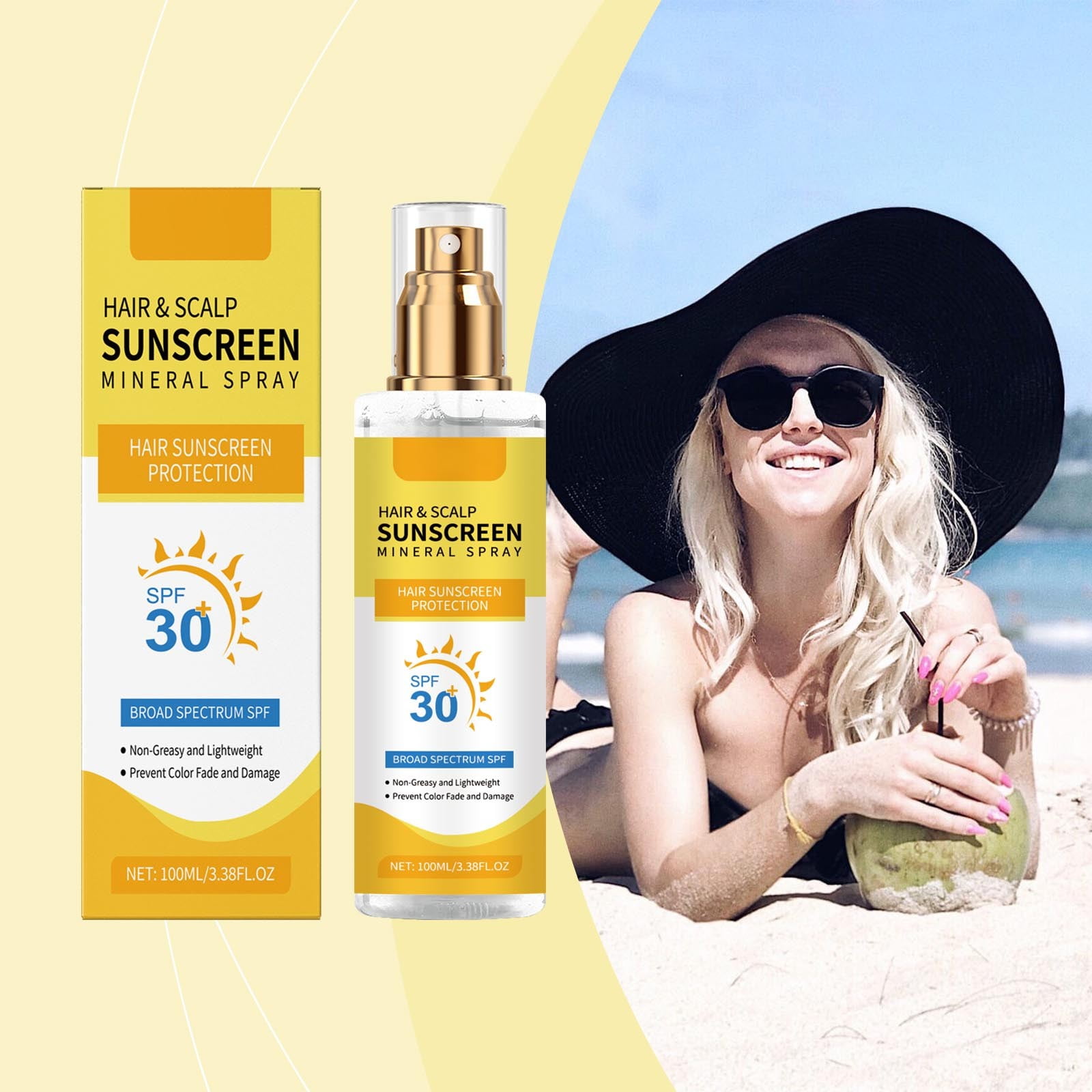 Scalp Sunscreen Spray - 100ml UV Protection for Hair & Scalp, Prevents ...