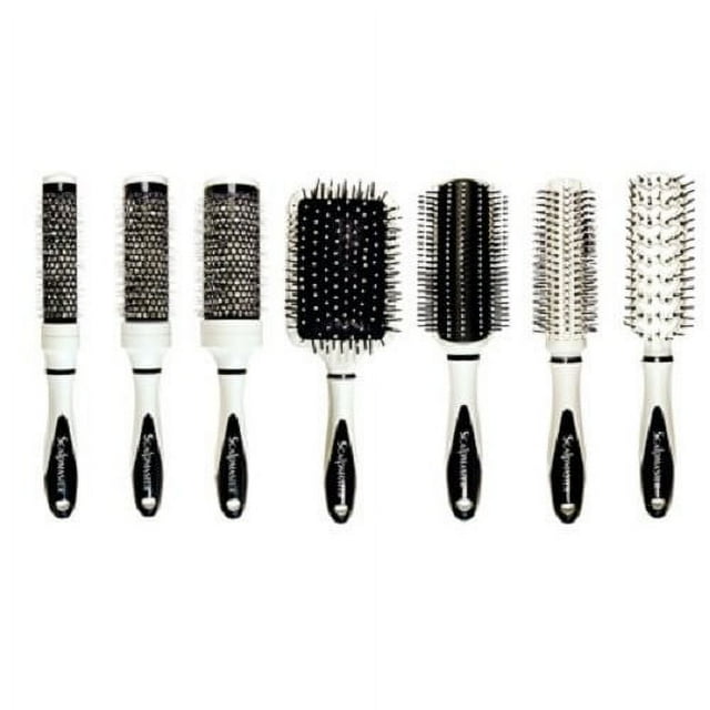 Scalpmaster Tux Collection 7 Piece Ceramic Brush Set, White - Walmart.com