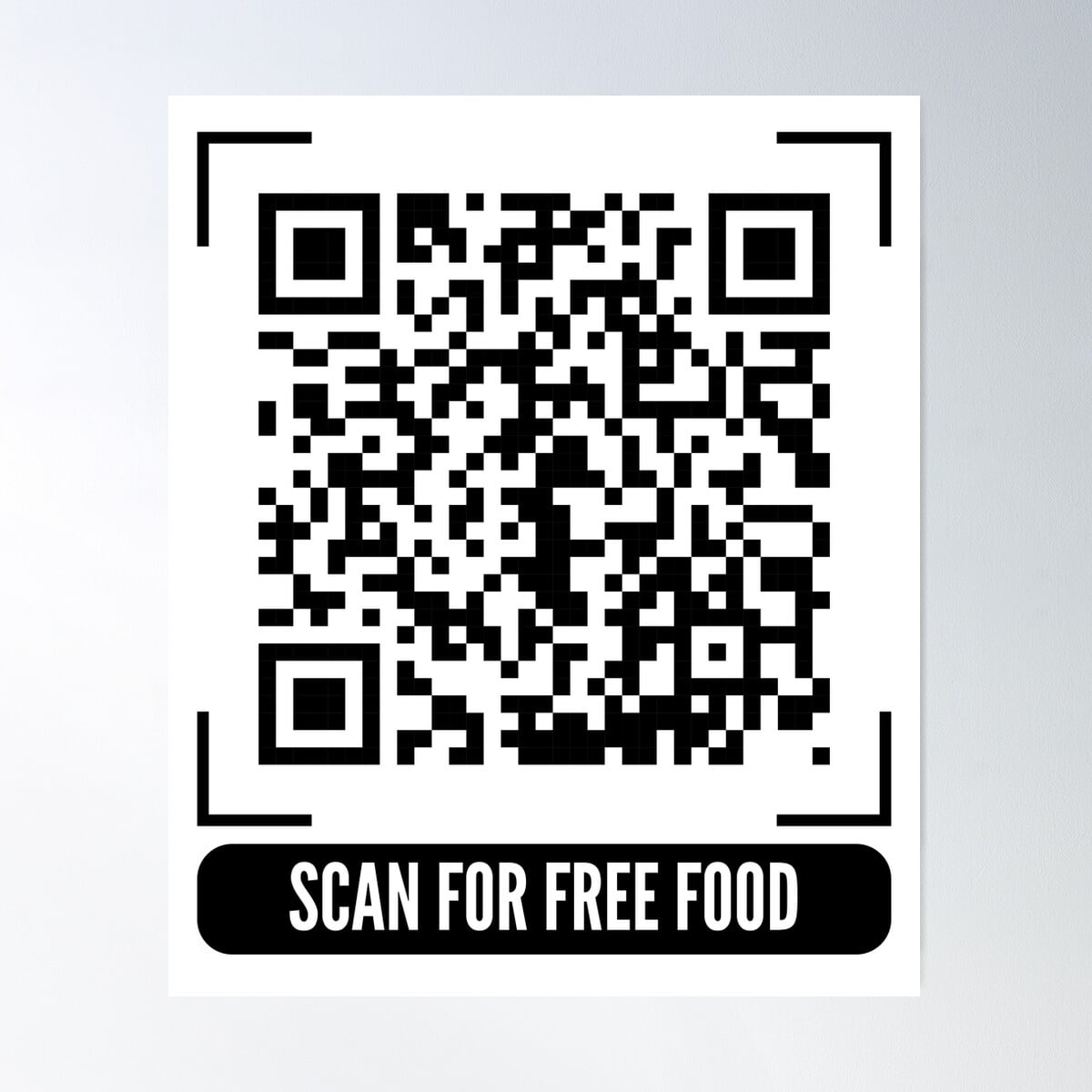 Scan For Free Food | Qr Code Prank Poster Wall Art, Modern Wall Decor ...
