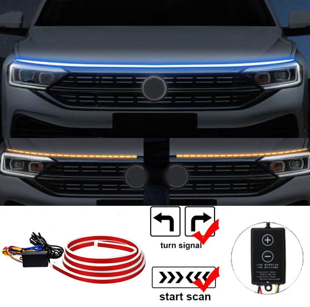 Scan Starting Car Dynamic Hood Lights Strip Turn Signal Light Car ...