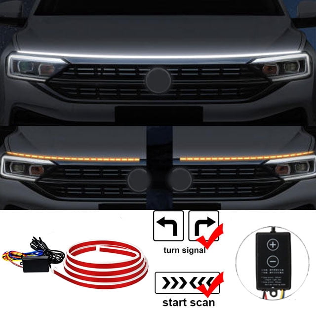 Scan Starting Car Dynamic Hood Lights Strip Turn Signal Light Car ...