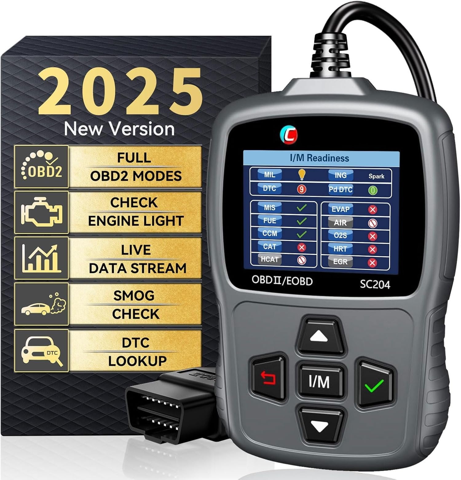 Scan Tool SC204 OBD2 Scanner, Check Engine Light Code Reader with Reset ...