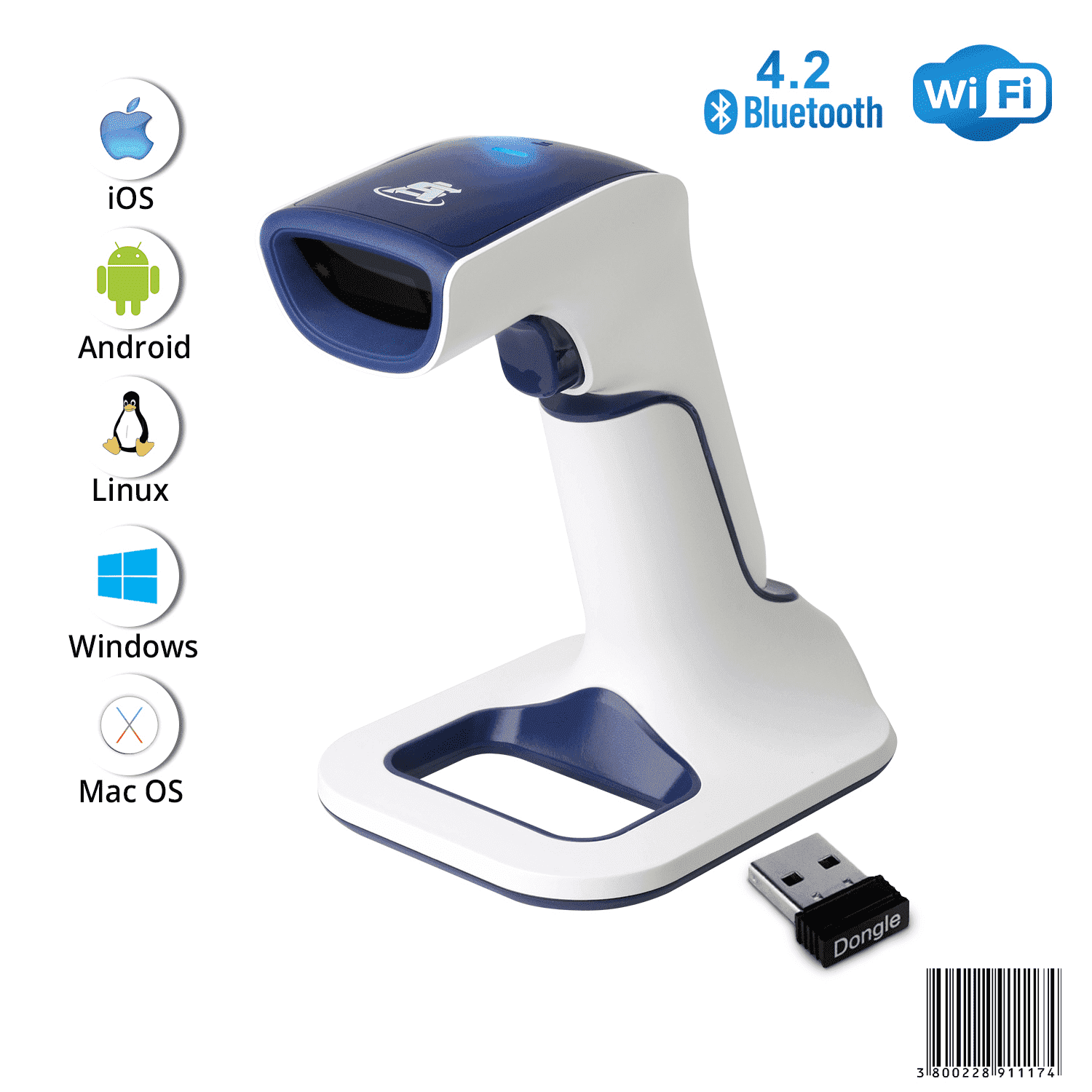 ScanAvenger SA3600 1D Wireless Barcode Scanner – Bluetooth, Wi-Fi, USB ...