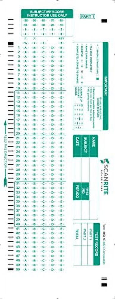 ScanRite - 882-E Scantron Compatible Testing Sheet, 50 sheet pack ...