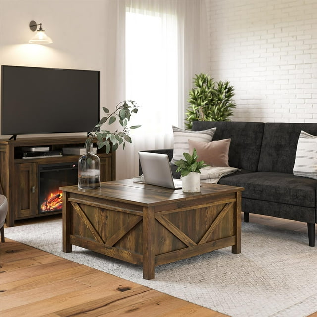 Scandi Farmhouse Lift-Top Coffee Table, Rustic - Walmart.com