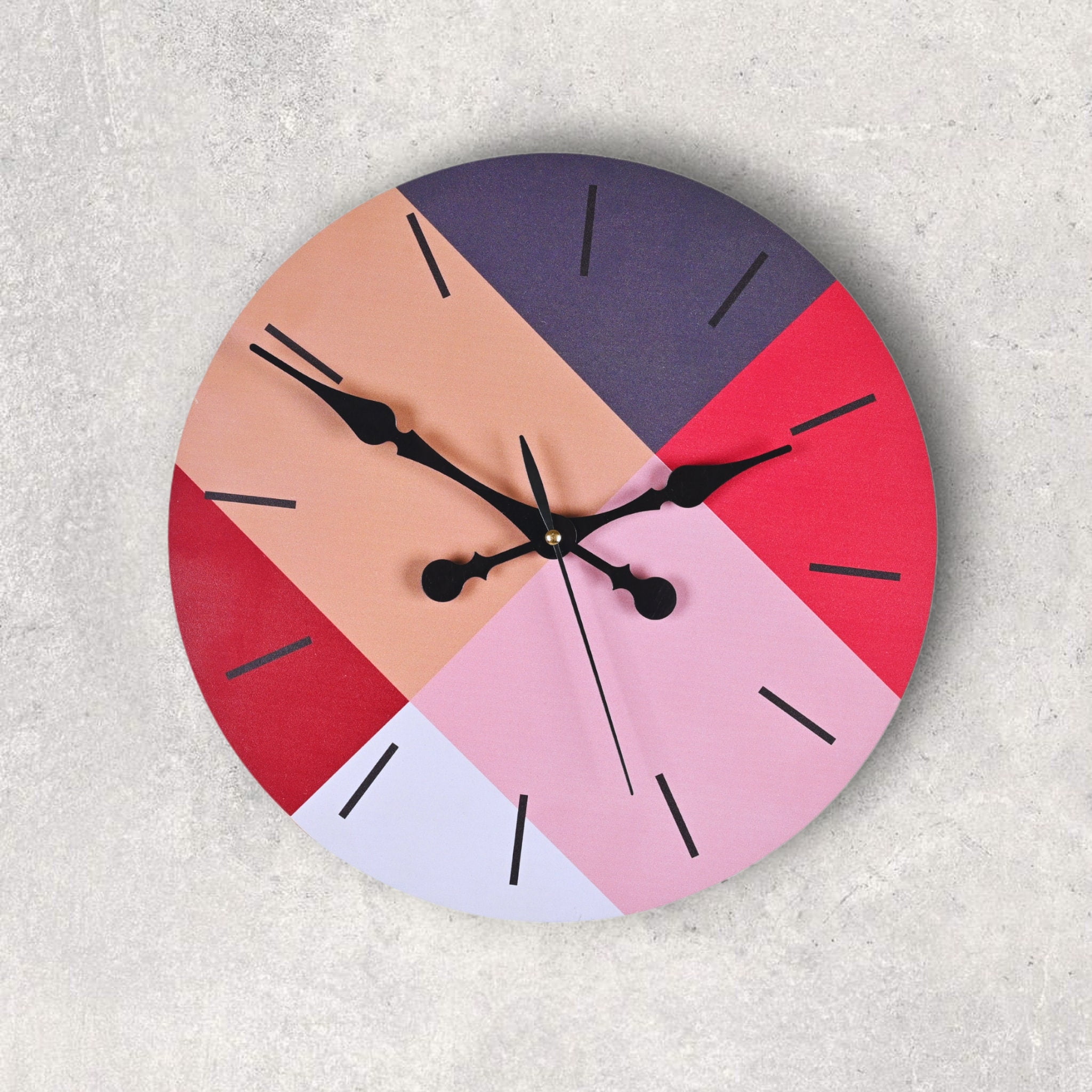 Scandi Multicolor Minimalist Wood Wall Clock, Large Wall Clock, Clocks ...