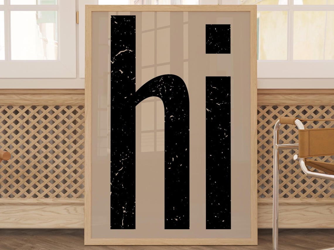 Scandi Style Decor Hi Print Hello Wall Art Simple Minimalist Black ...