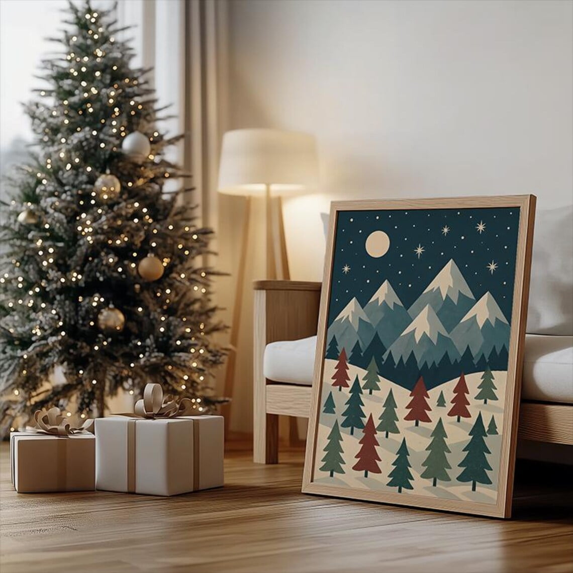 Scandi Winter Poster: Scandinavian Winter Poster, Unframed Canvas Size ...