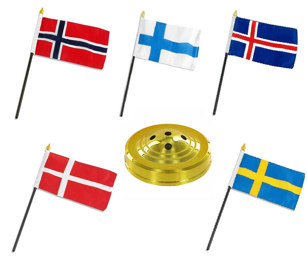 Scandinavia Scandinavian Countries 5 Flag Set 5 Flags 4"x6" Desk Set ...