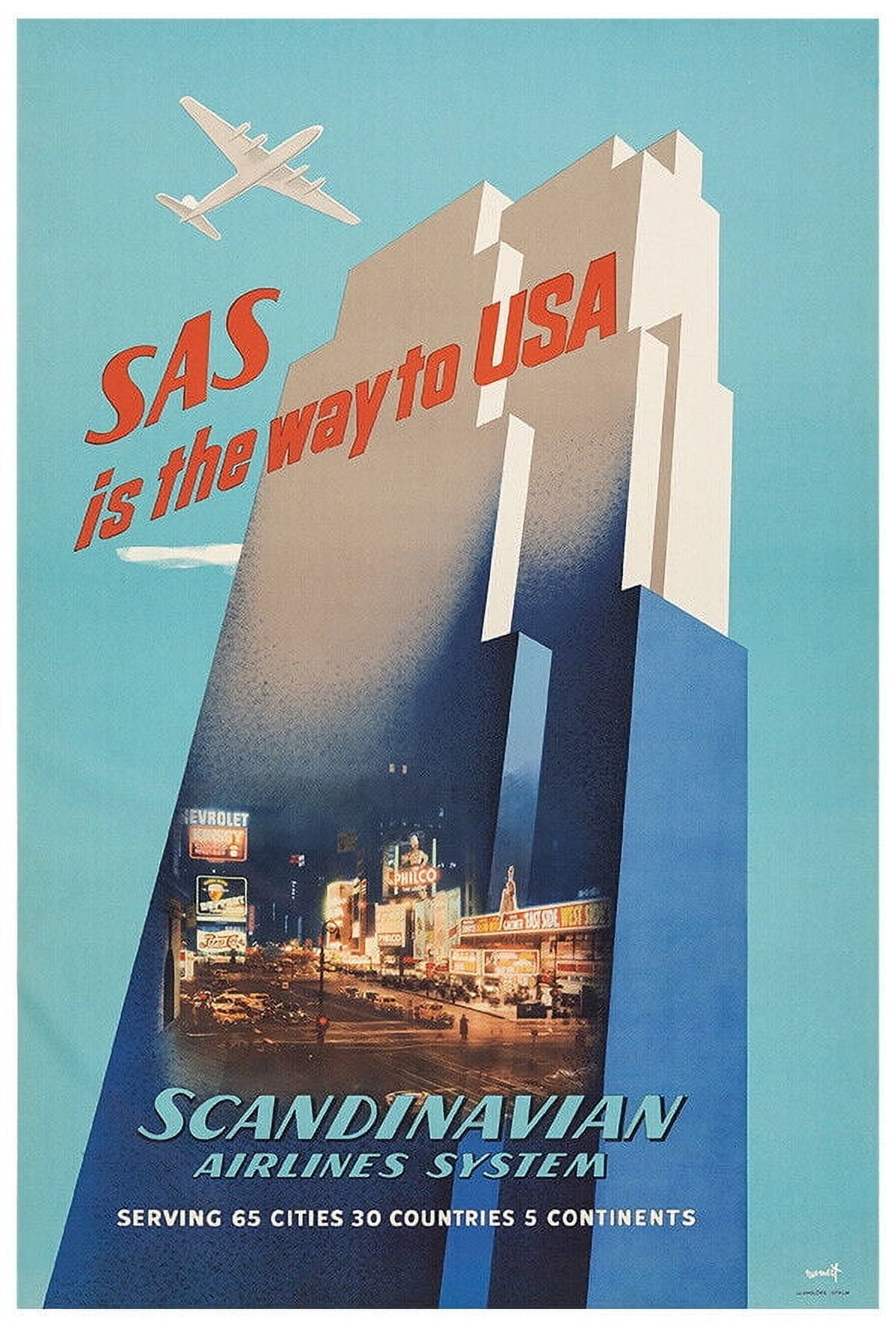 Scandinavian Airlines System - SAS - USA - 1950s - Vintage Travel ...
