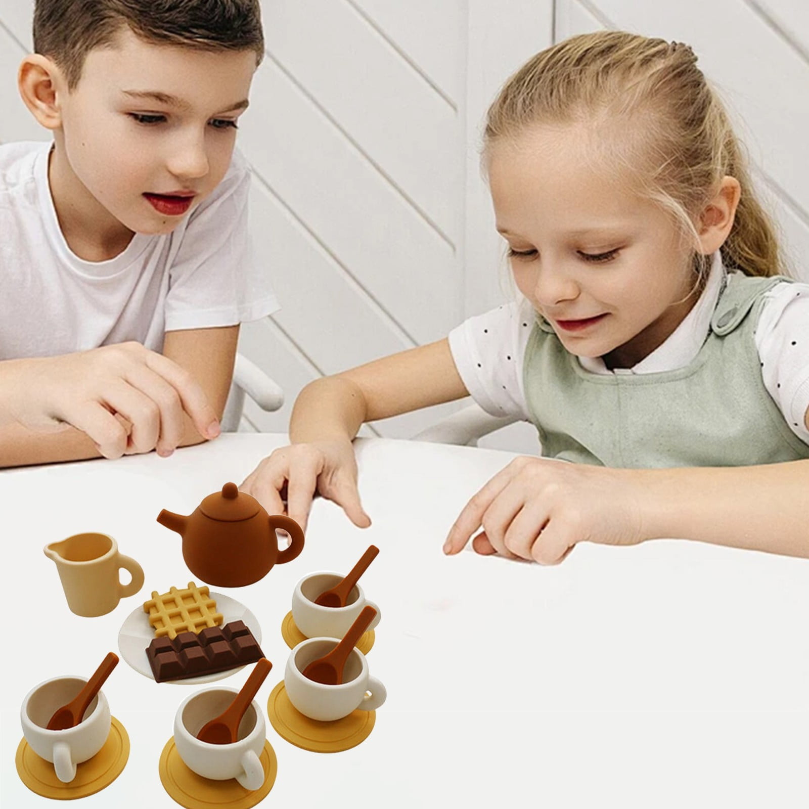Scandinavian Children's Tea Set - 18-Piece Pretend Play Kit with Teapot ...
