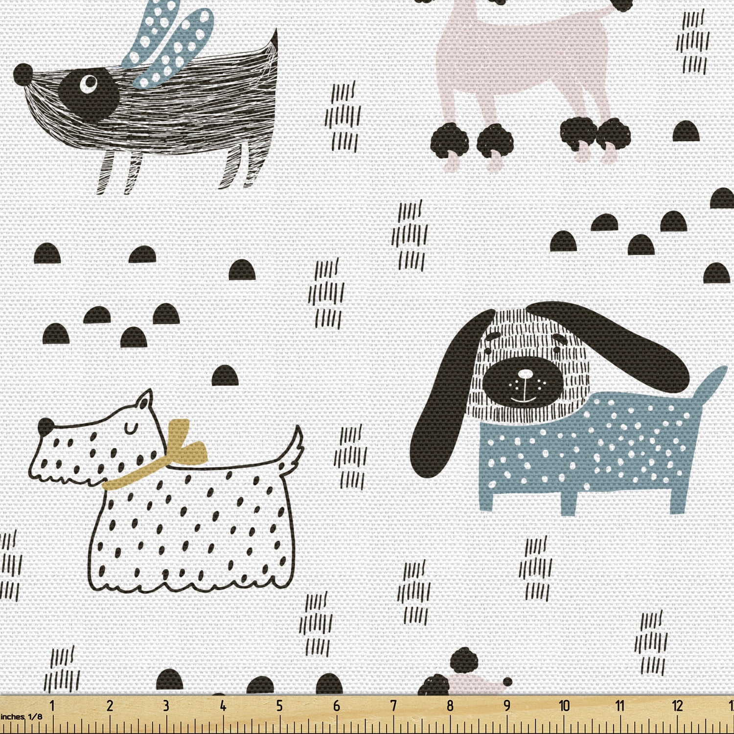 Scandinavian Fabric by the Yard, Pure Breed Dogs Pattern Yorkshire ...