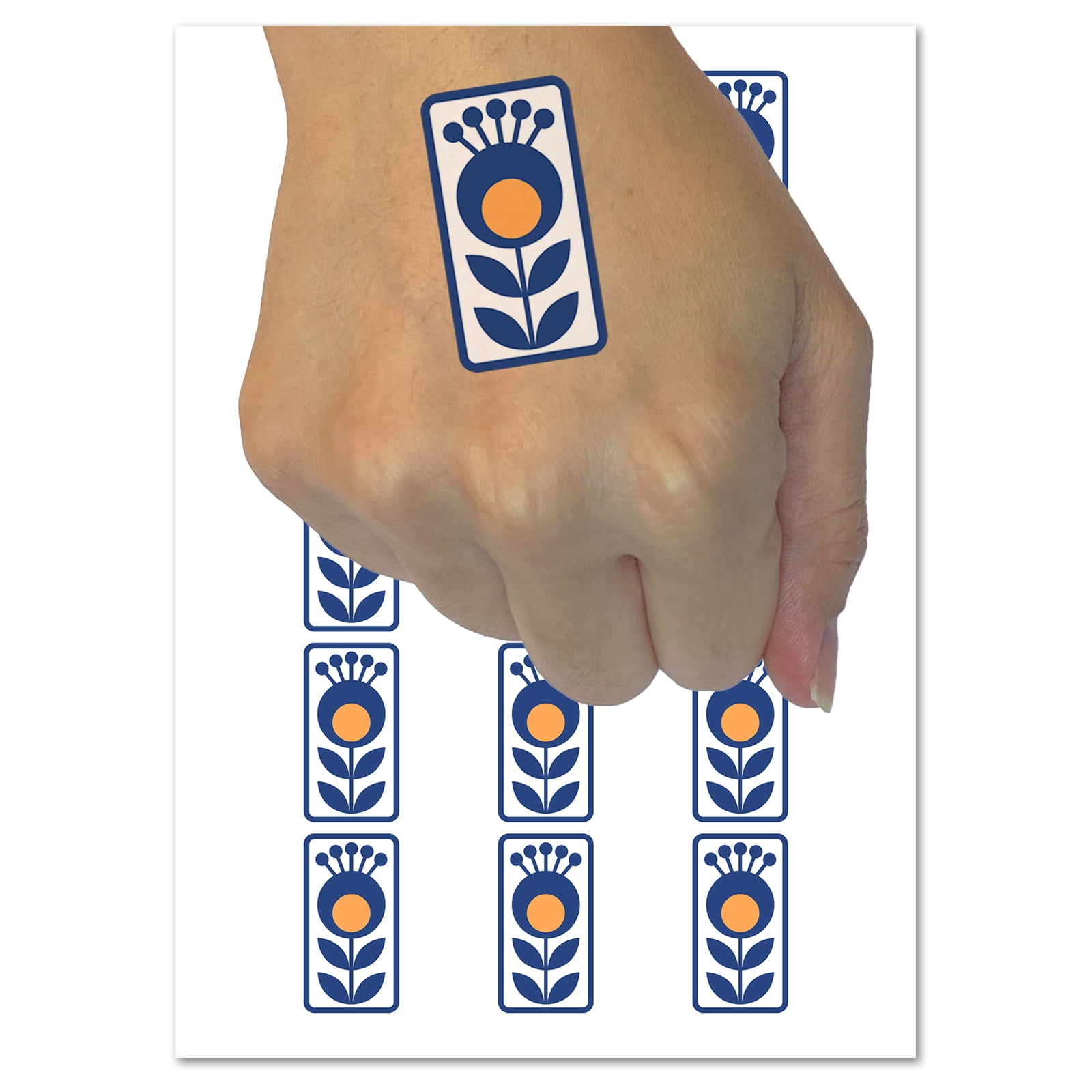 Scandinavian Flower Water Resistant Temporary Tattoo Set Fake Body Art ...