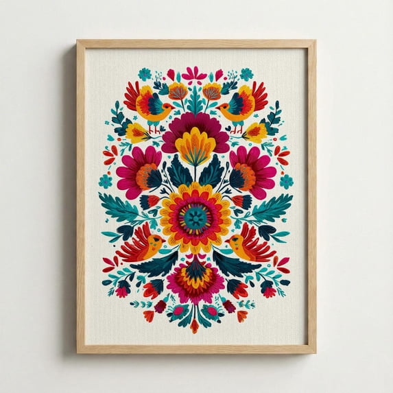 Scandinavian Folk Art Floral Bird Wall Art Home Decor - Walmart.com