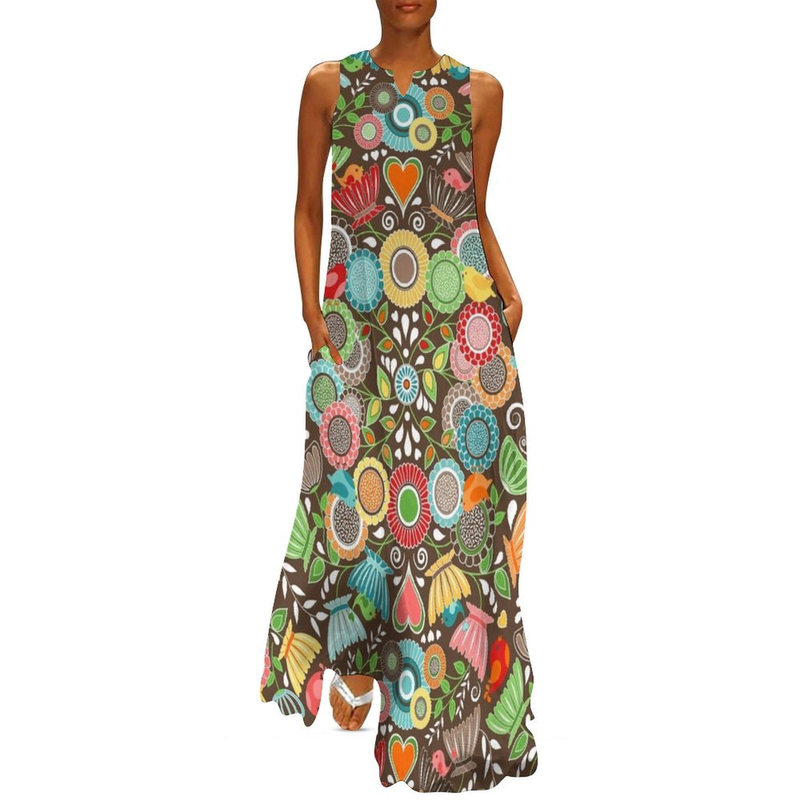 Scandinavian Folk Art - Flowers and s Long Dress summer women's dress ...