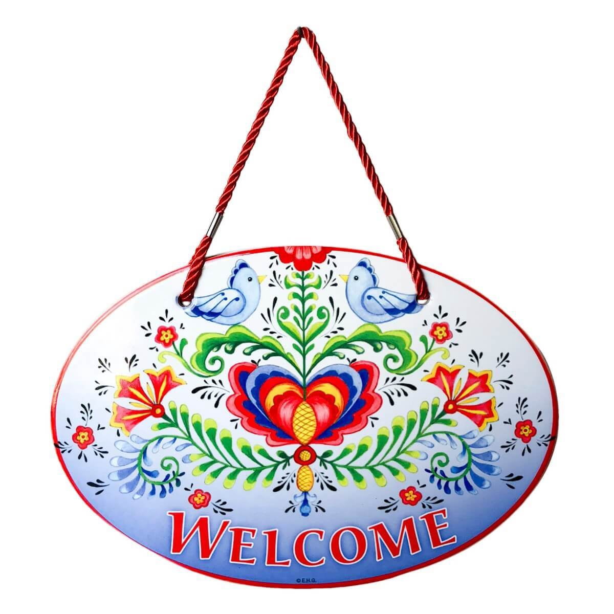 Scandinavian Gift Outlet Rosemaling Lovebirds Welcome Decorative ...
