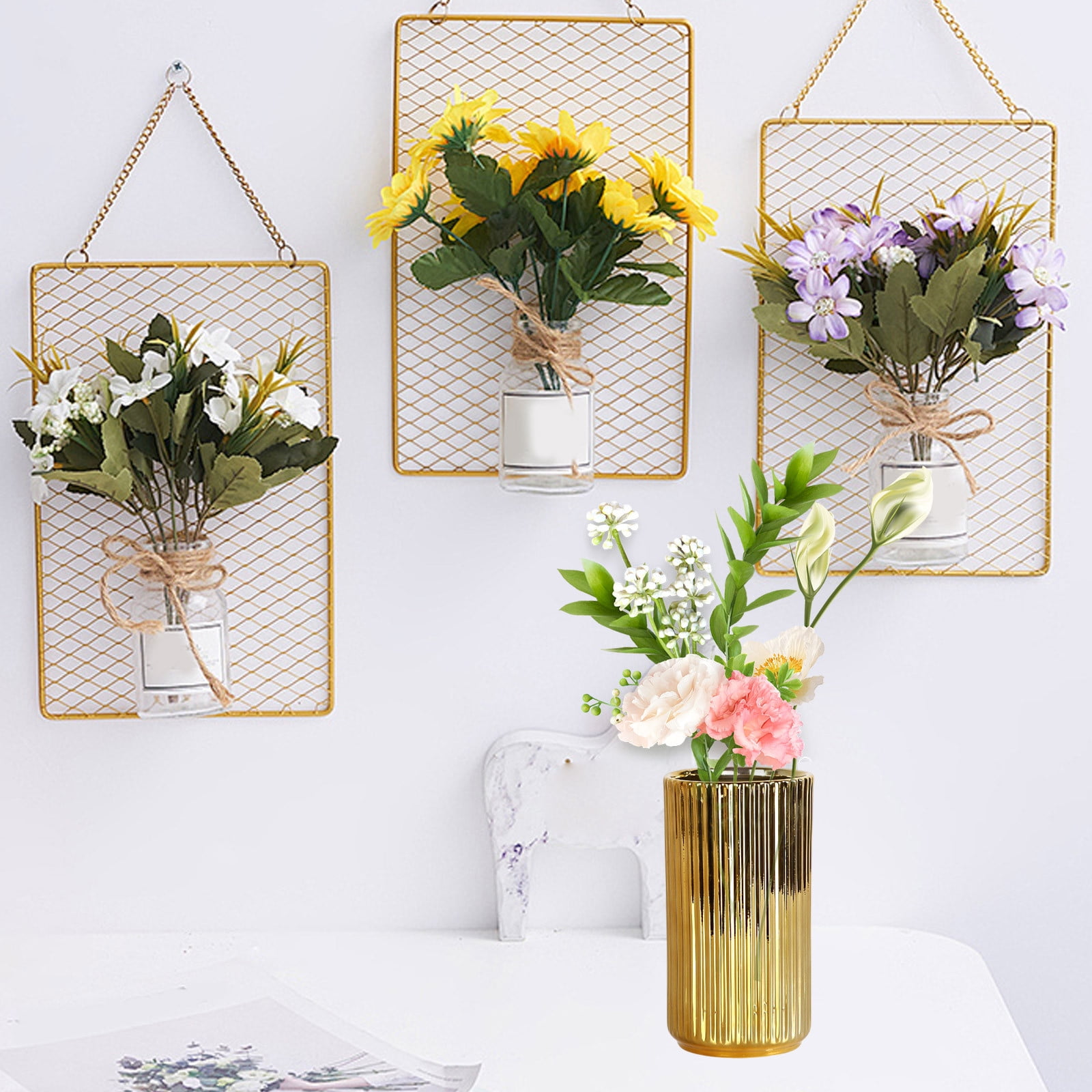 Scandinavian Gold Light Luxury Ceramic Plated Vase, Minimalist Modern ...