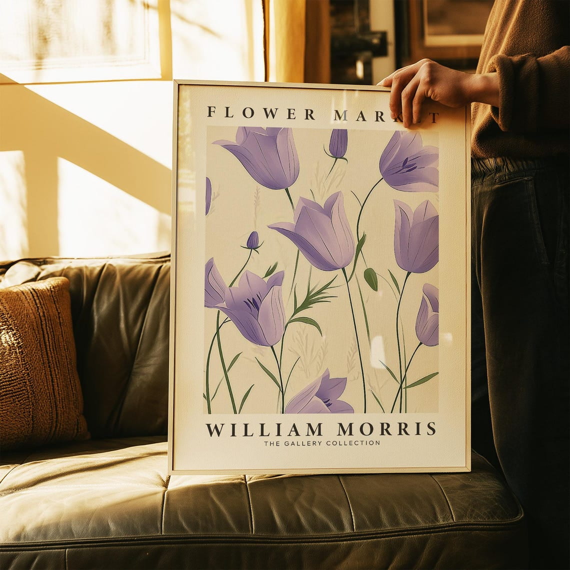 Scandinavian Large Floral Wall Art Minimalist Wall Decor For Neutral ...