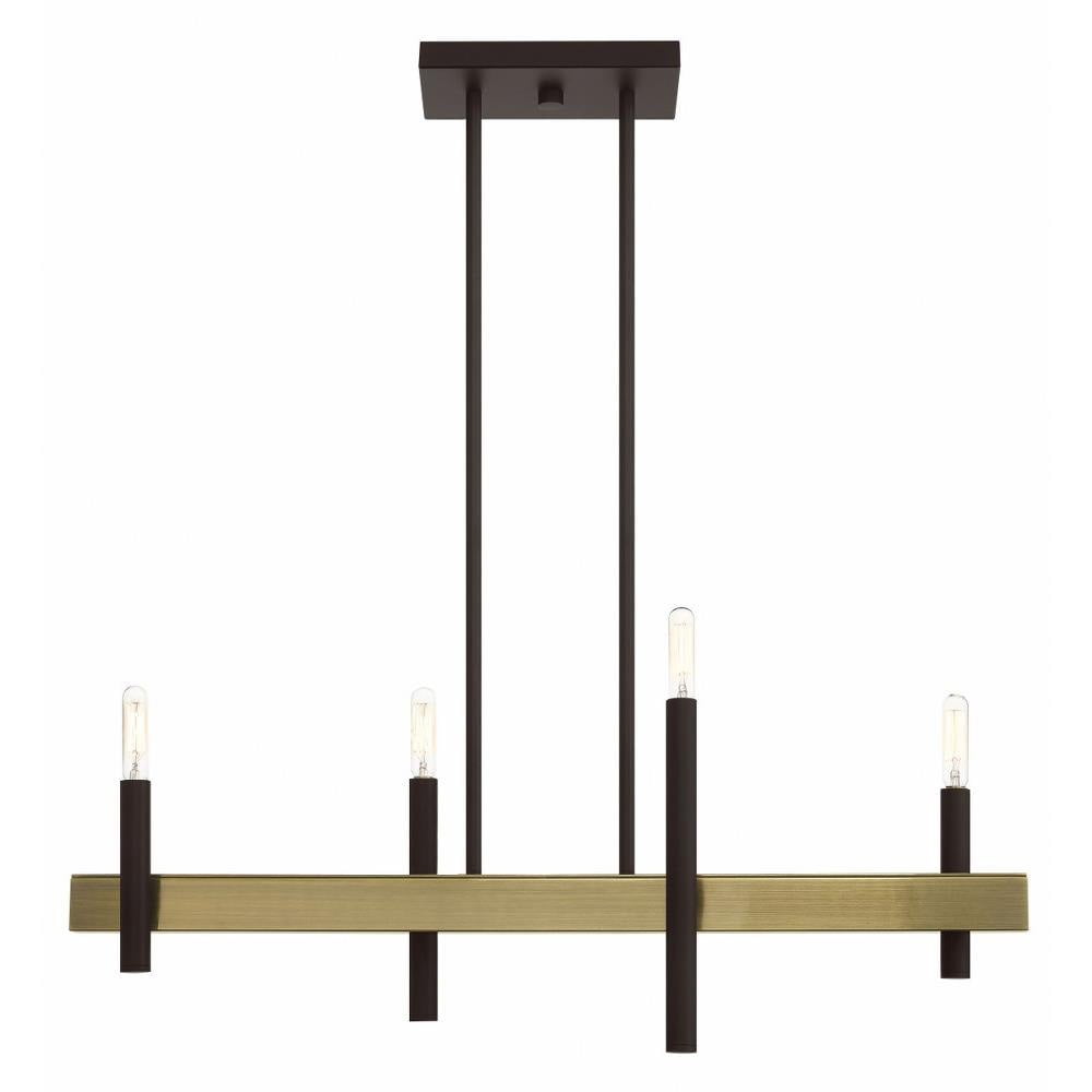 Scandinavian Mid Century Modern Four Light Chandelier-Bronze Finish ...