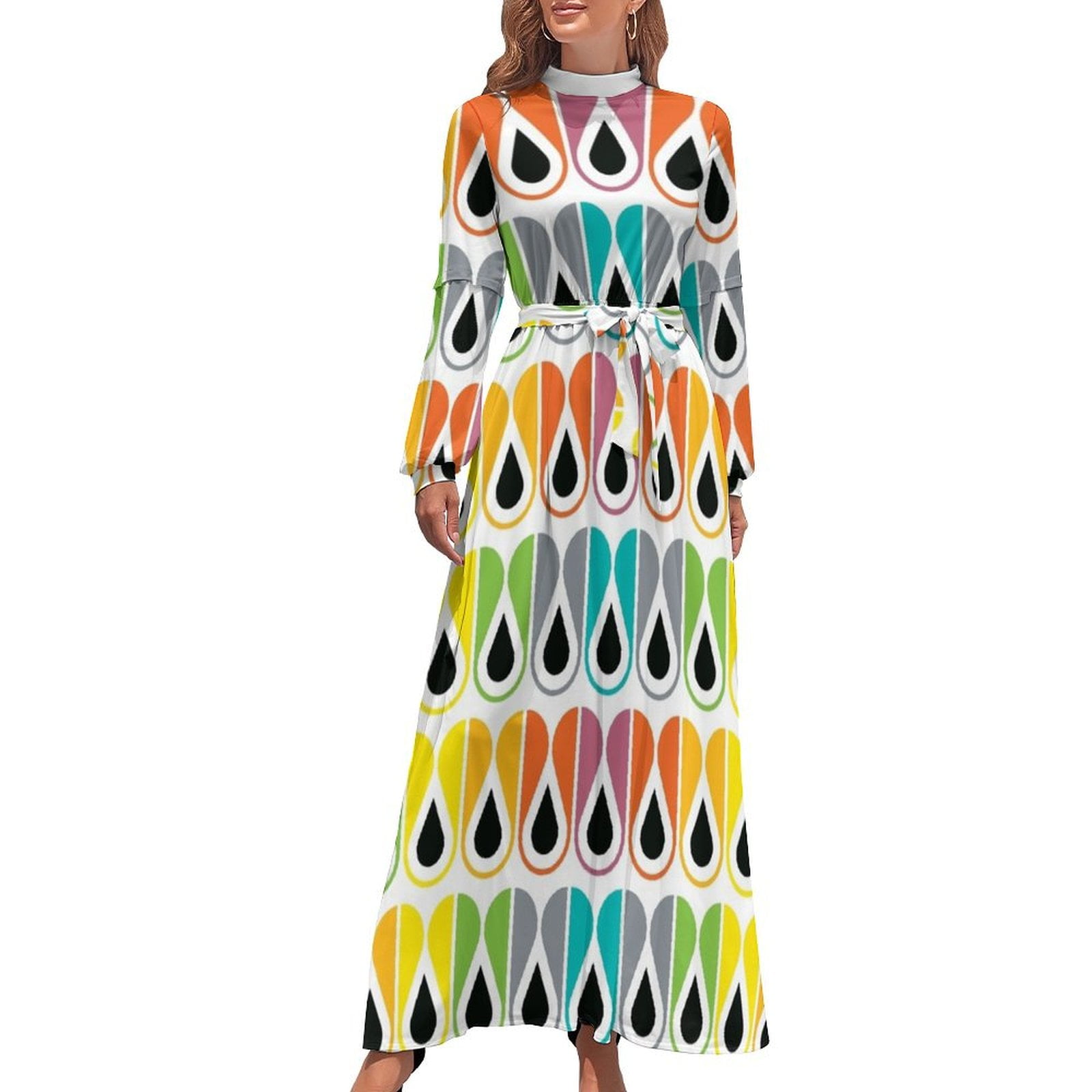 Scandinavian Pattern 120 (colorful loops) Long Dress ceremony dresses Long dresses elegant ...