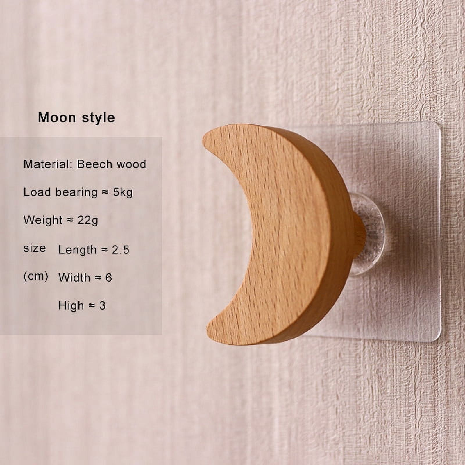 Scandinavian Solid Wood Hooks Stars And Moon Wall Hooks Wall Coat Hooks ...