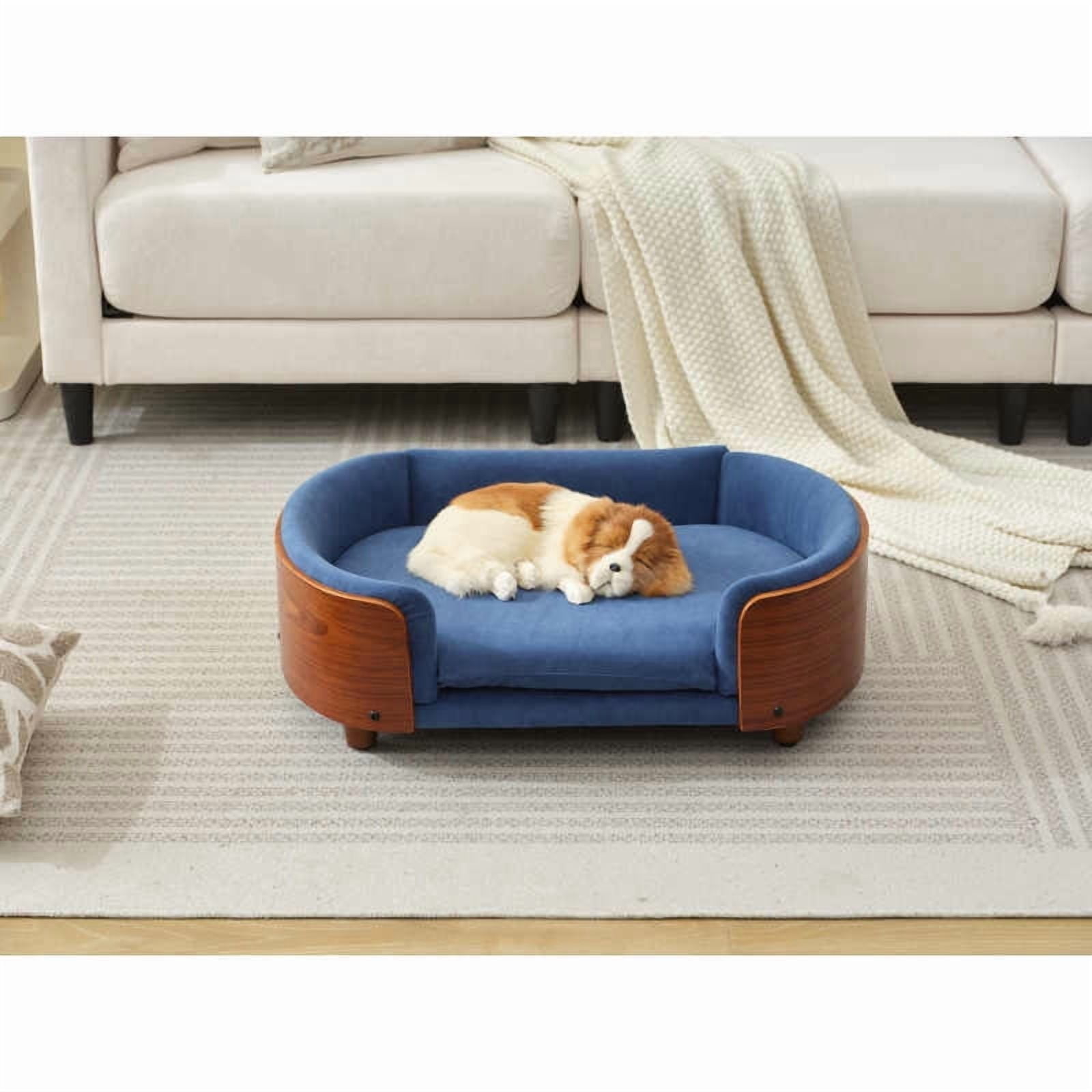 Scandinavian Style Elevated Dog Bed - Small Pet Sofa with Walnut Wood ...