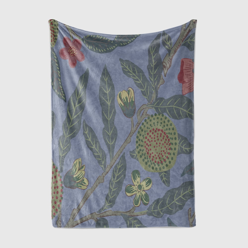 Scandinavian Style Nordic Throw Blanket Vintage Flowers Plants Leaves ...