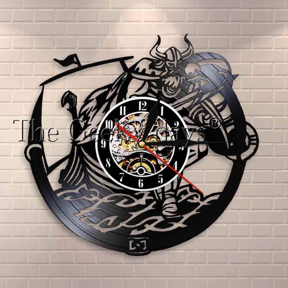 Scandinavian Viking Odin And Gungnir Vinyl Record Silent Quartz Wall ...
