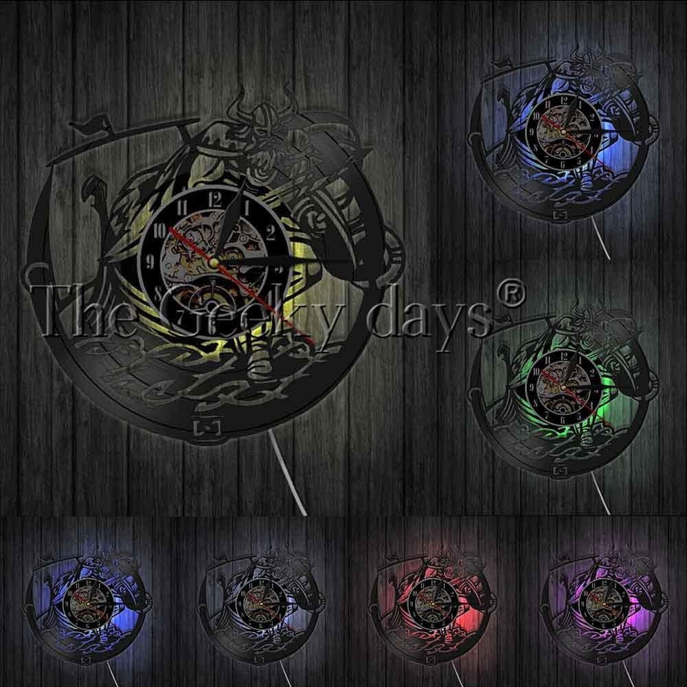 Scandinavian Viking Odin And Gungnir Vinyl Record Silent Quartz Wall ...