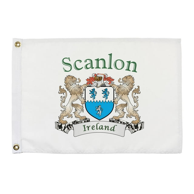Scanlon Irish Coat of Arms Small White Flag - 16"x10.5" inches ...