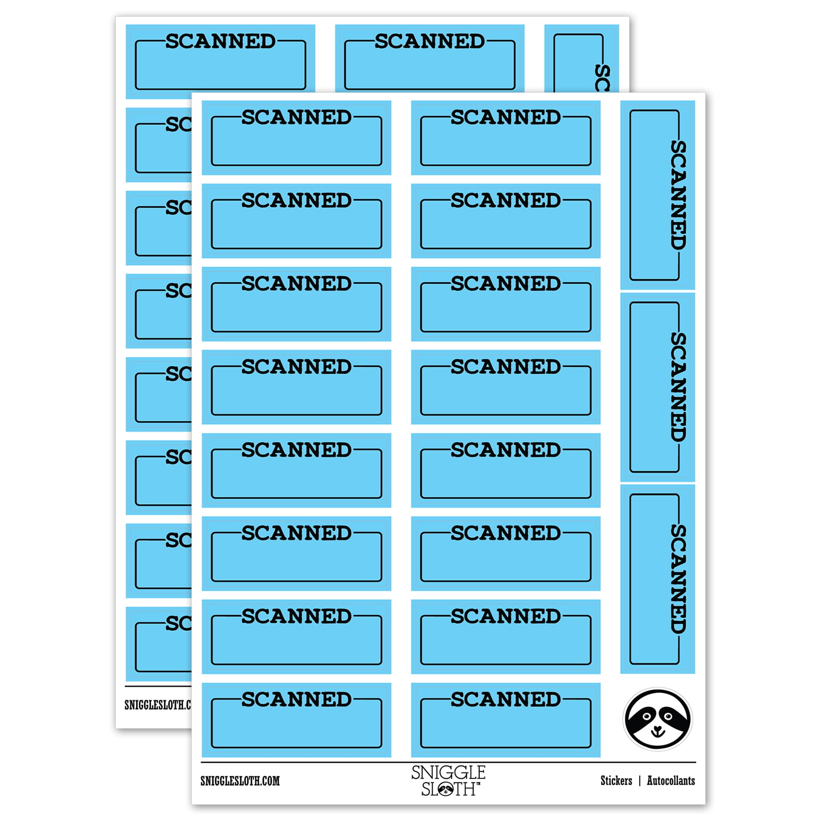 Scanned Blank Box for Date Signature Document Sticker Set - Light Blue ...