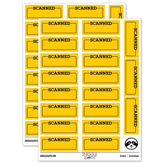 Scanned Blank Box for Date Signature Document Sticker Set - Yellow ...