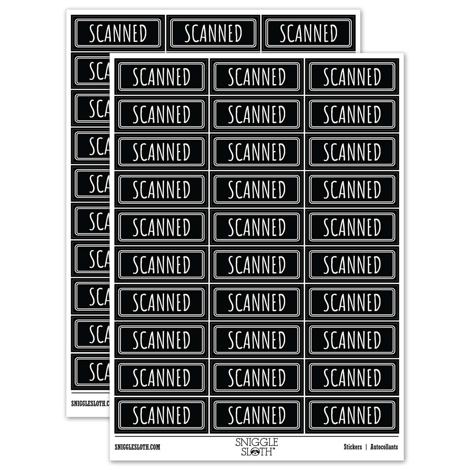 Scanned Double Line Border Document Sticker Set - Black - Gloss Finish ...