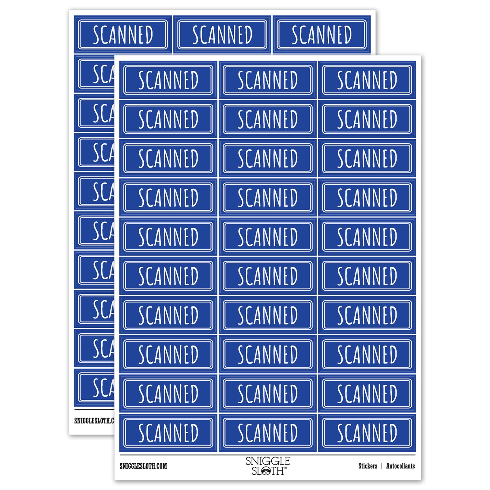 Scanned Double Line Border Document Sticker Set - Dark Blue - Gloss ...