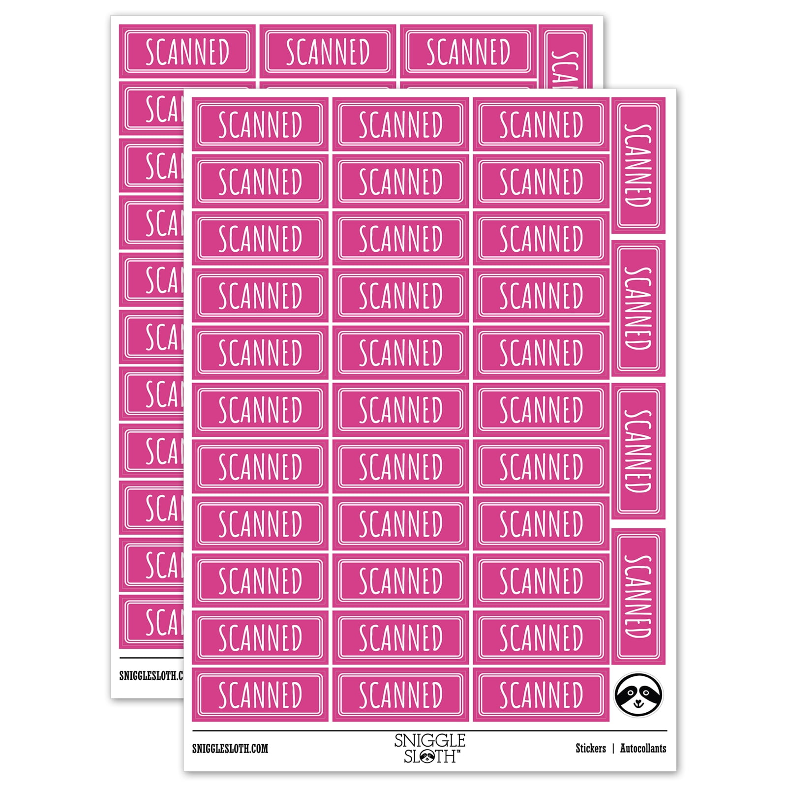 Scanned Double Line Border Document Sticker Set - Hot Pink - Gloss ...