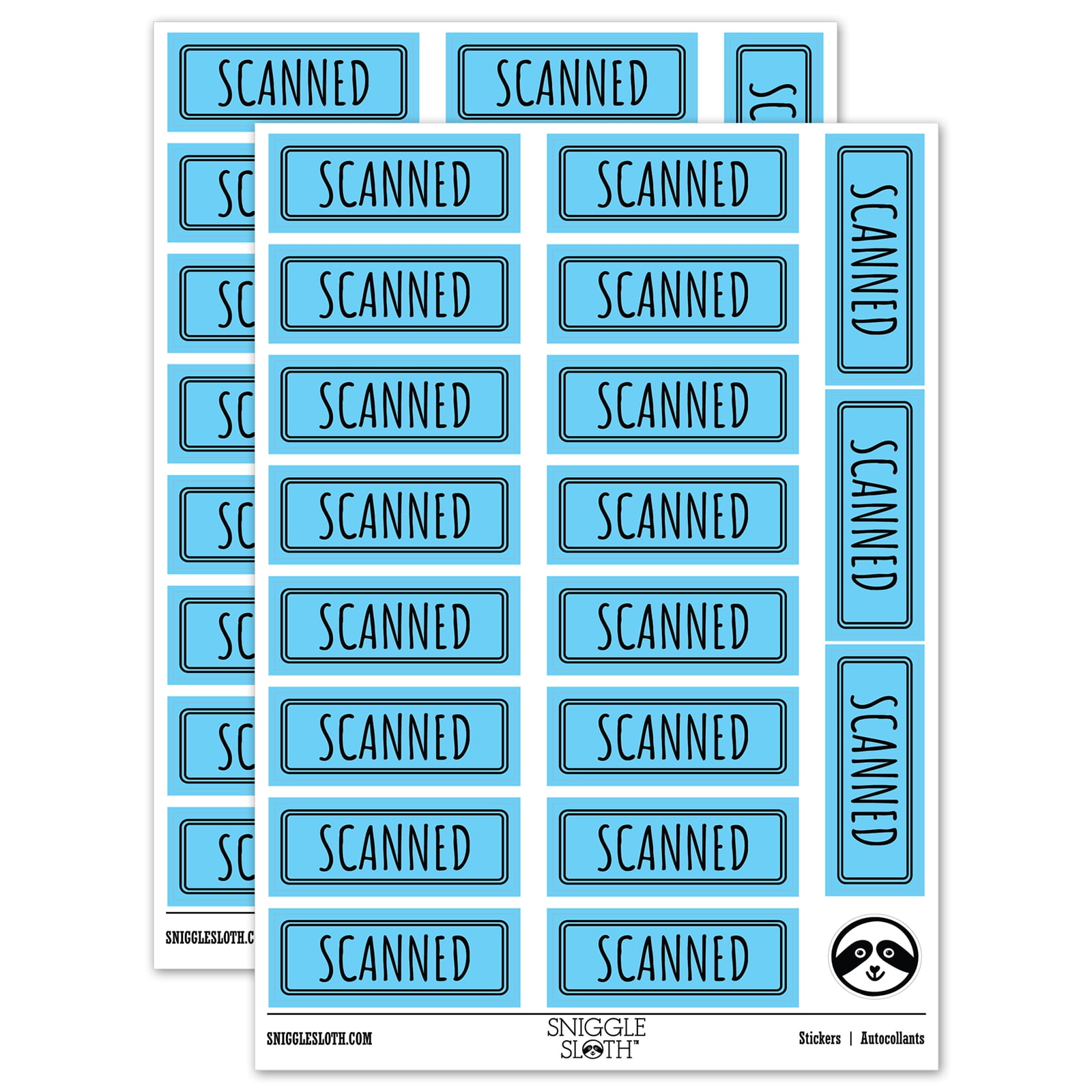 Scanned Double Line Border Document Sticker Set - Light Blue - Gloss ...