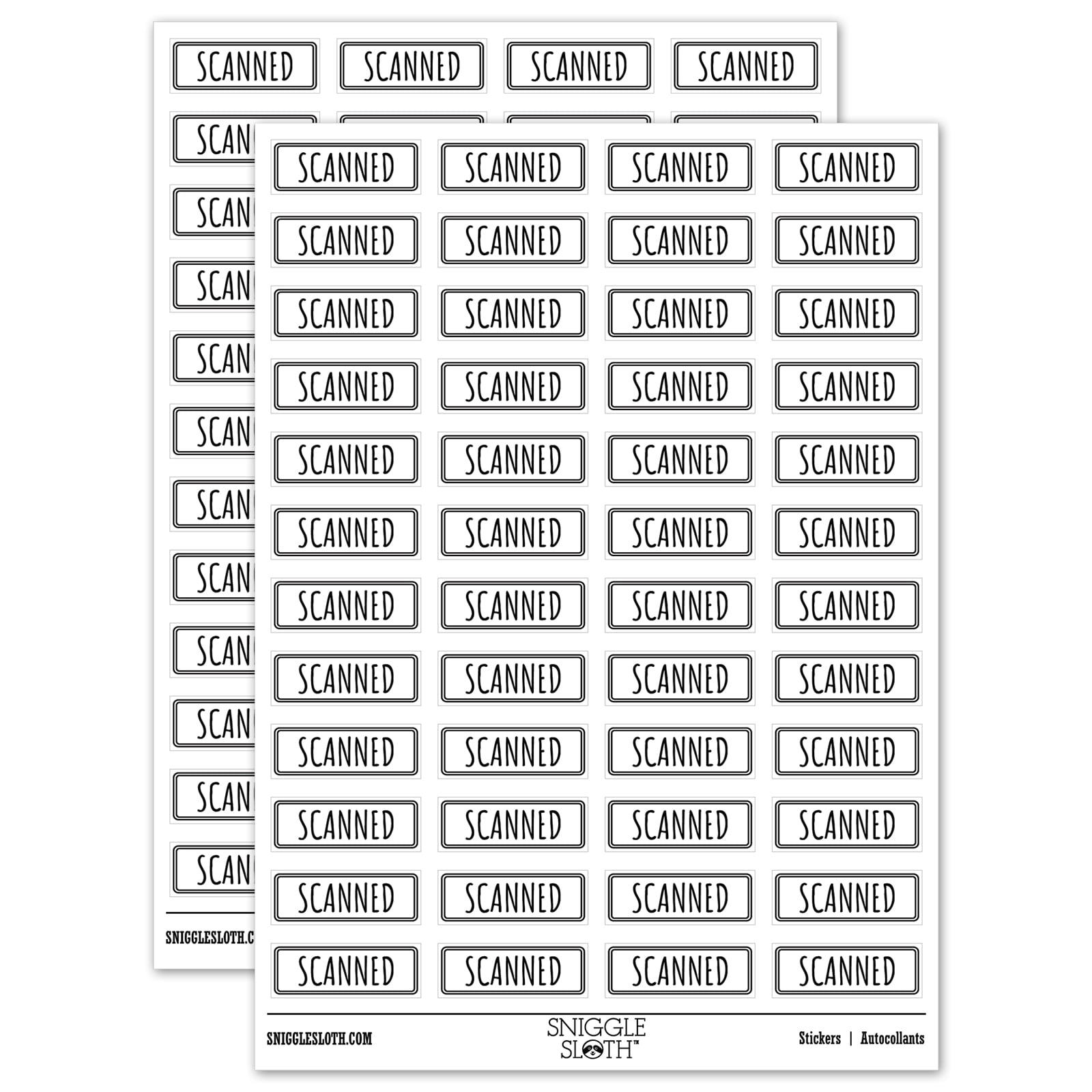 Scanned Double Line Border Document Sticker Set - White - Gloss Finish ...