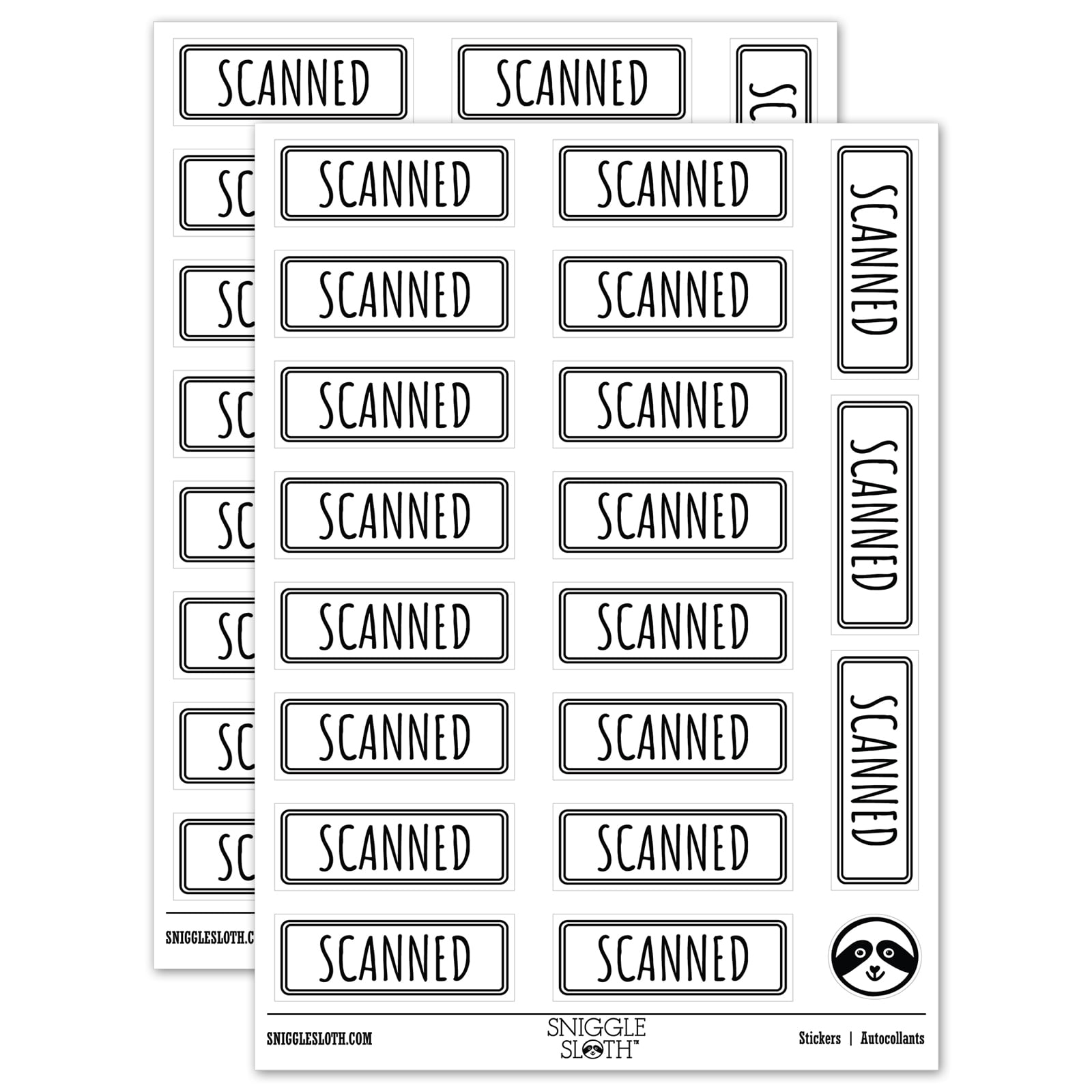 Scanned Double Line Border Document Sticker Set - White - Matte Finish ...