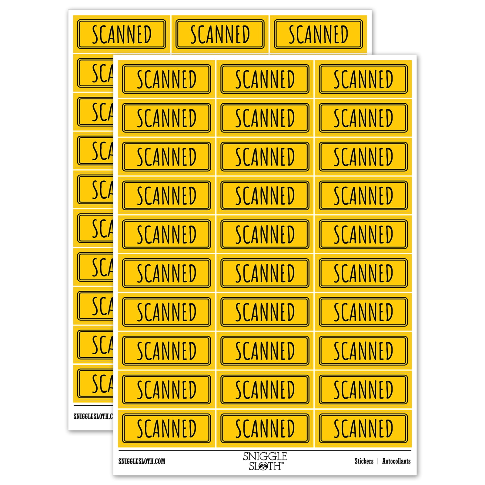 Scanned Double Line Border Document Sticker Set - Yellow - Gloss Finish ...