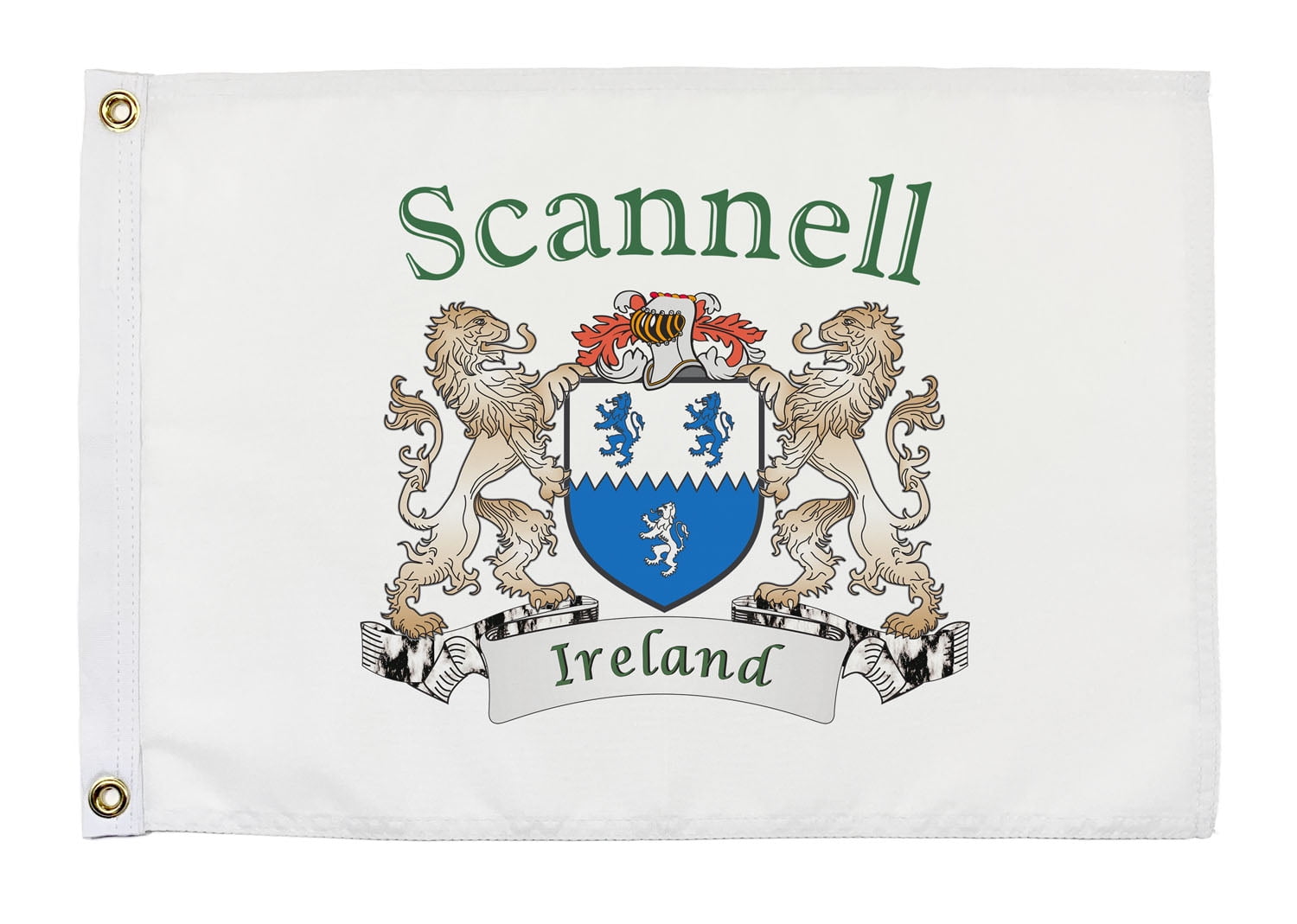 Scannell Irish Coat of Arms Small White Flag - 16"x10.5" inches ...