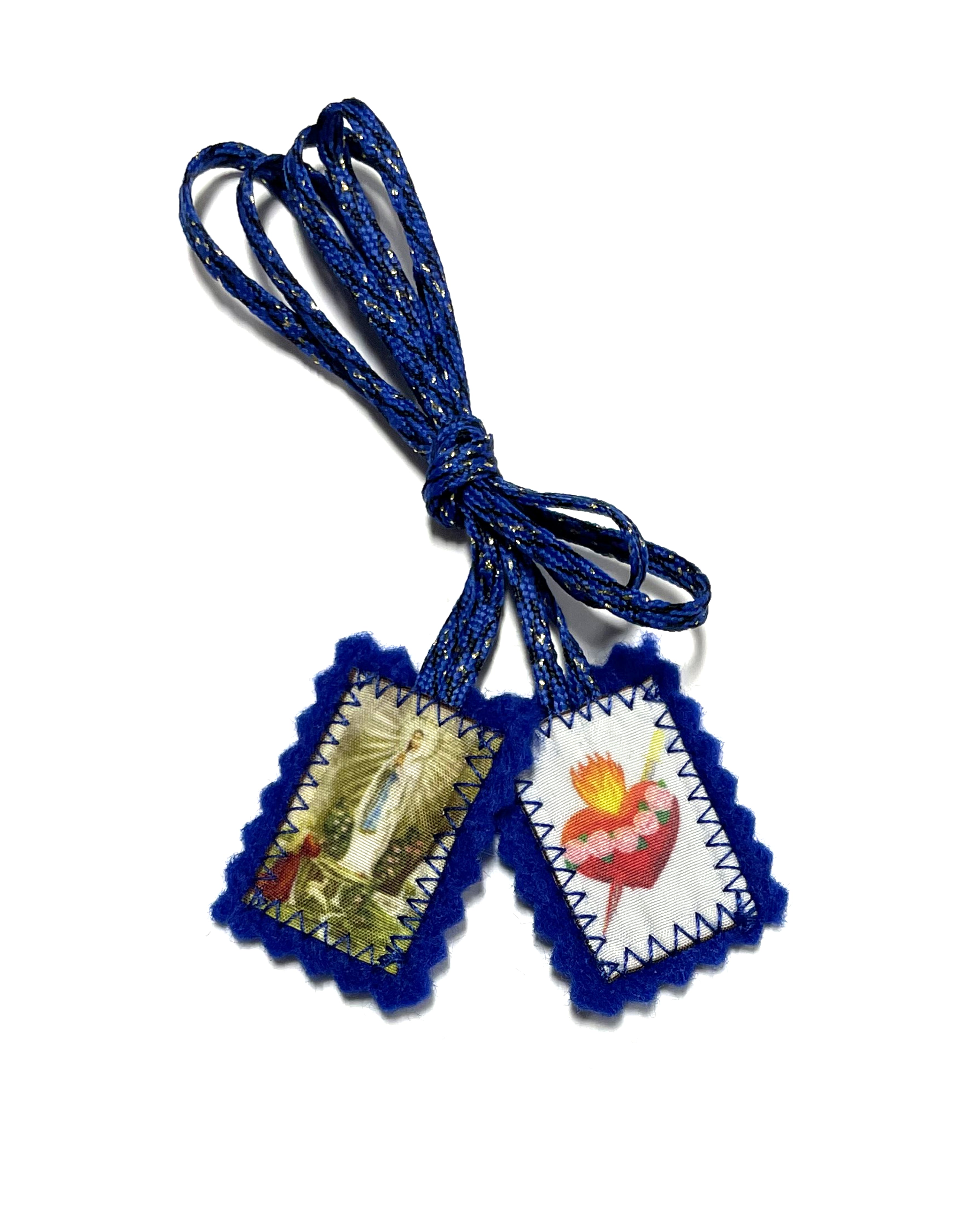 Scapular of Our Lady of Lourdes and Sacred Heart of Jesus. Escapulario ...