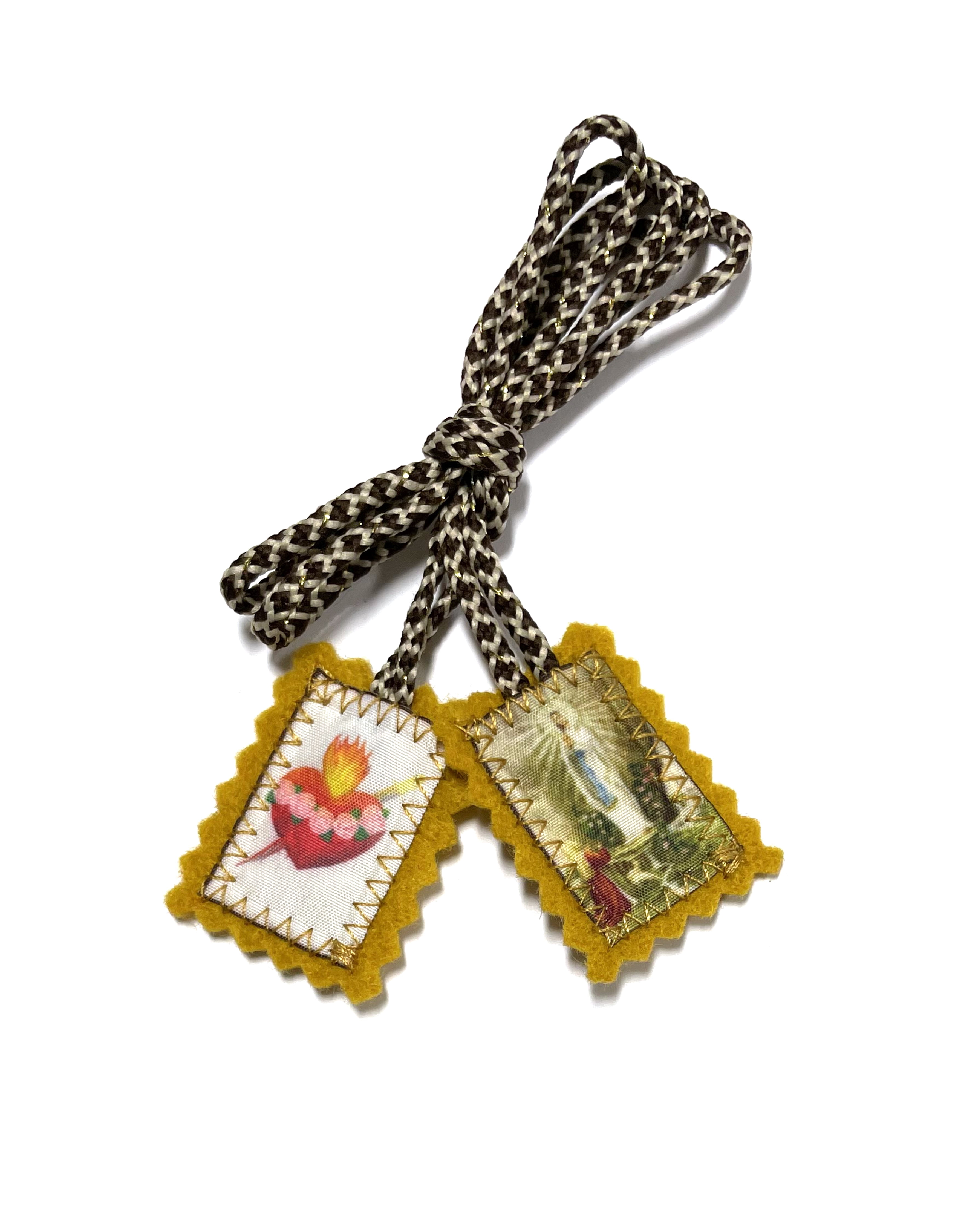 Scapular of Our Lady of Lourdes and Sacred Heart of Jesus. Escapulario ...