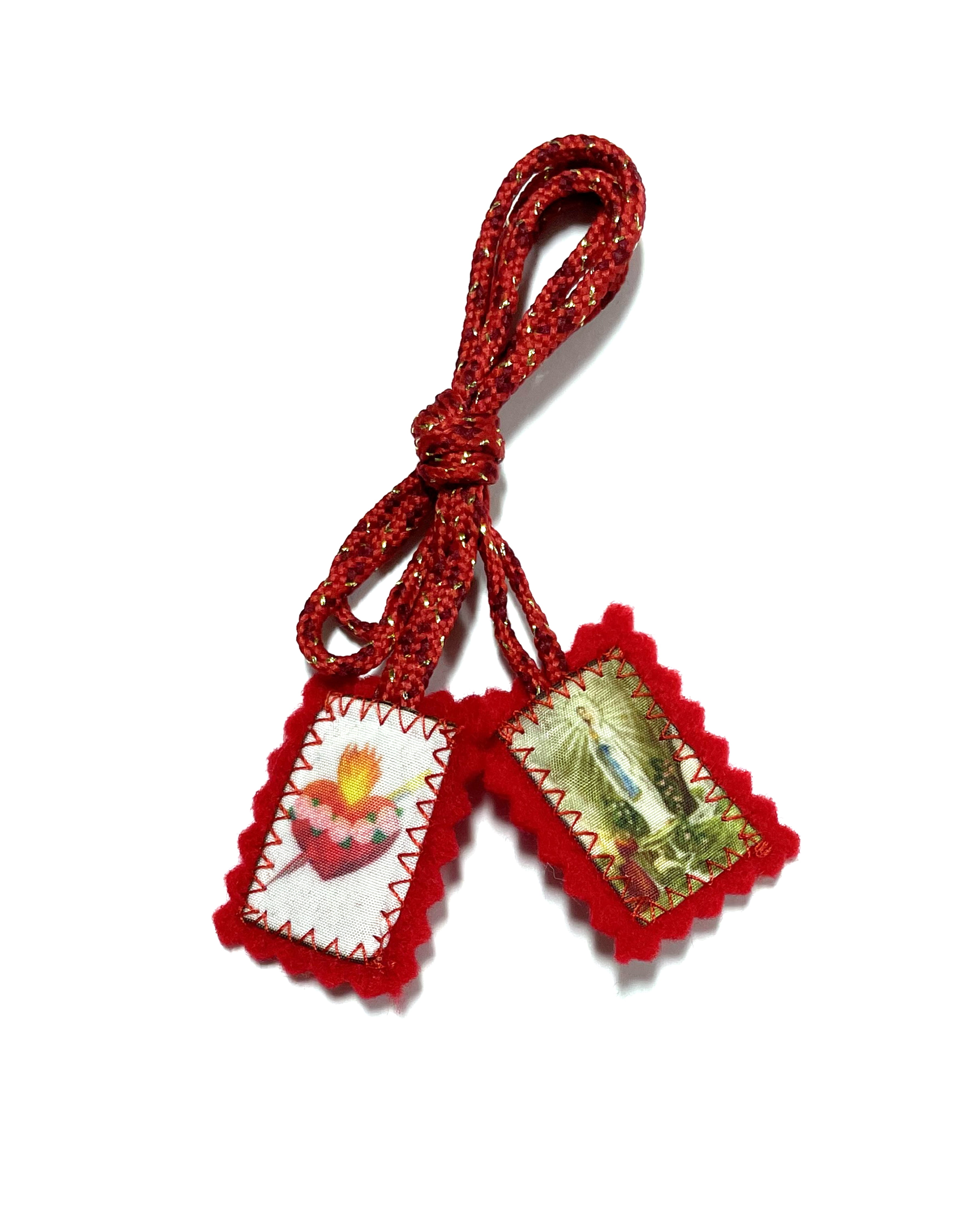 Scapular of Our Lady of Lourdes and Sacred Heart of Jesus. Escapulario ...